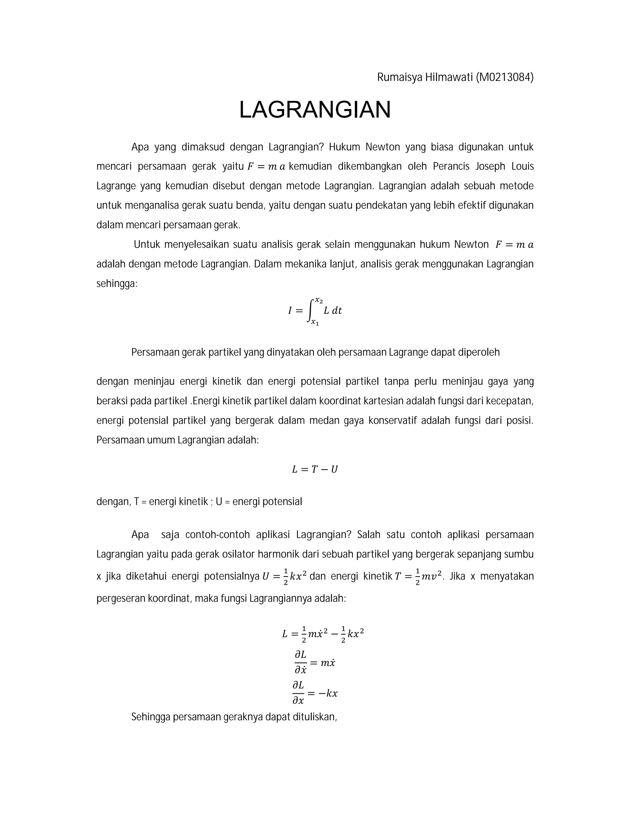 Lagrangian | PDF