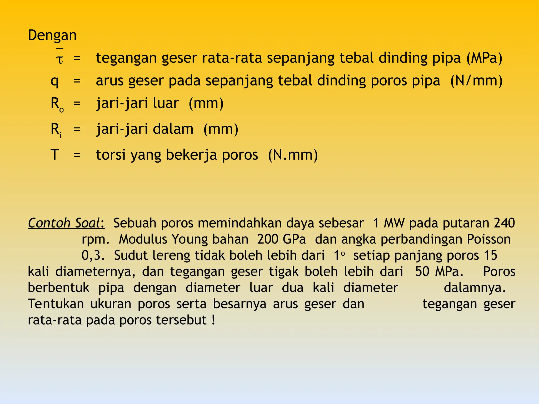 Mekanika bahan Materi Torsi atau Puntiran | PPT