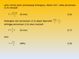 Mekanika bahan Materi Torsi atau Puntiran | PPT