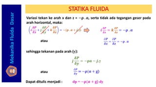 Mekanika Fluida (3) Persamaan Diferensial Umum Tekanan dan Percepatan ...