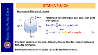 Mekanika Fluida (3) Persamaan Diferensial Umum Tekanan dan Percepatan ...