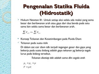 Pengenalan Statika Fluida (Hidrostatik). | PPT