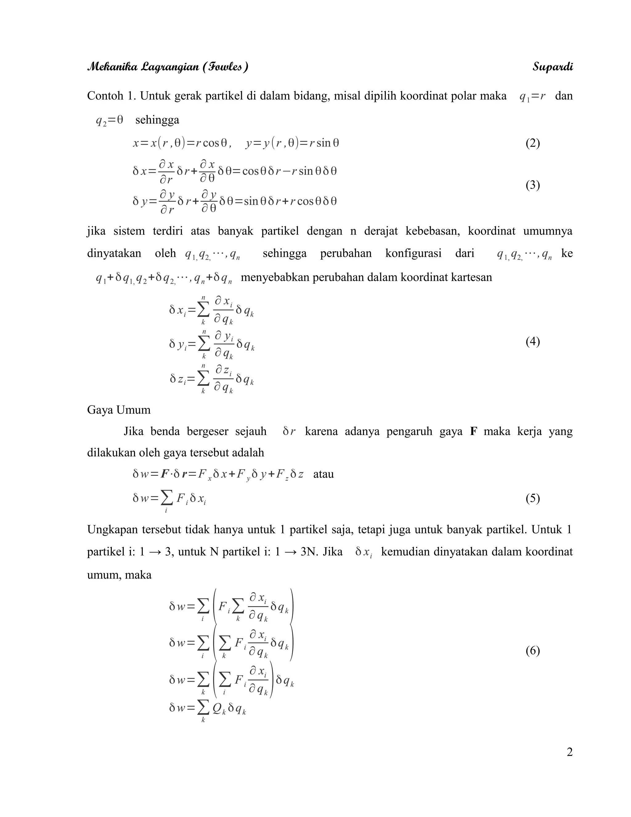Mekanika lagrange | PDF