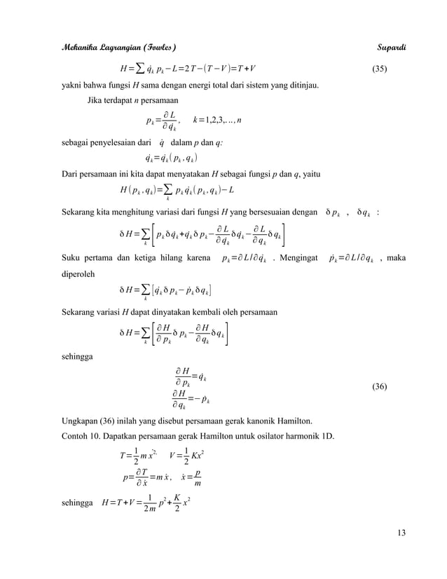 Mekanika lagrange | PDF