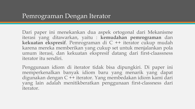 Mekanisme baru dalam menulis iterasi pada bahasa pemrograman | PPT