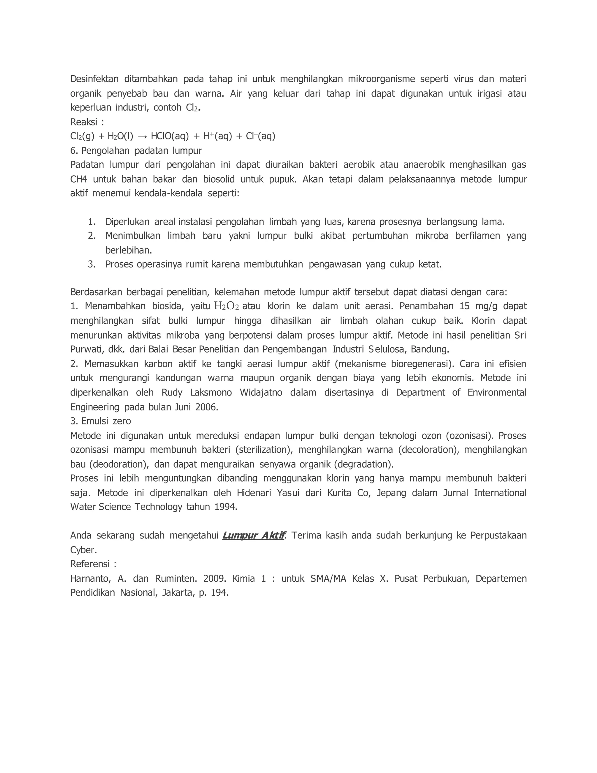 Mekanisme kerja lumpur aktif | DOCX