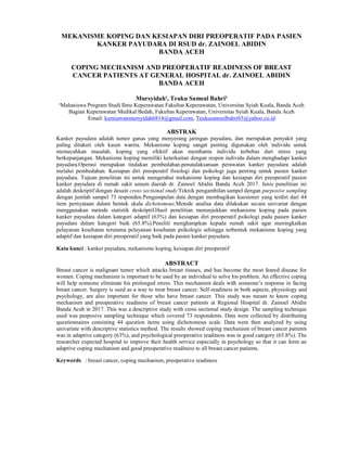 Mekanisme koping dan kesiapan diri preoperatif pada pasien | PDF