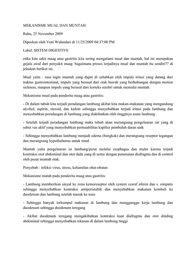 Mekanisme mual dan muntah | DOCX
