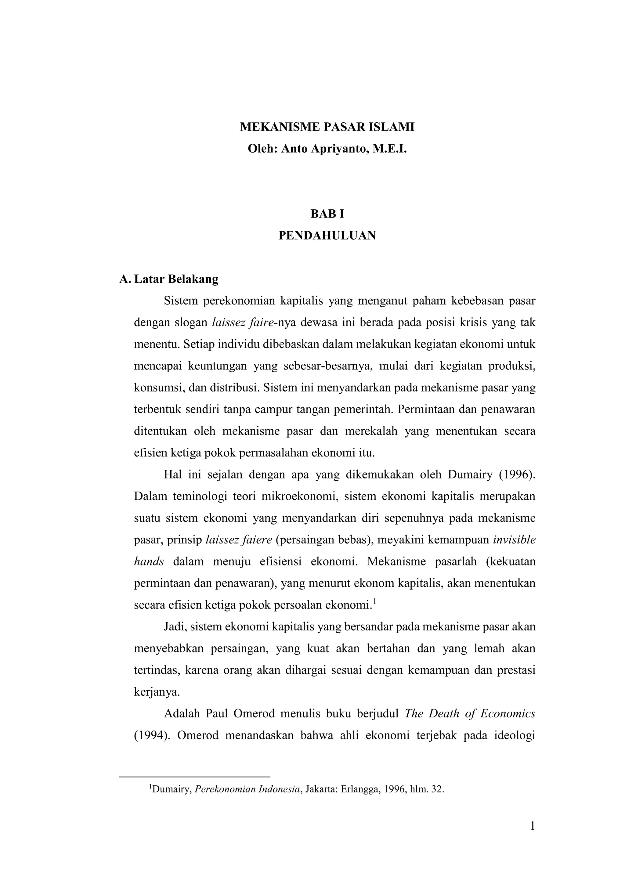 Mekanisme Pasar Islami - Anto Apriyanto | PDF