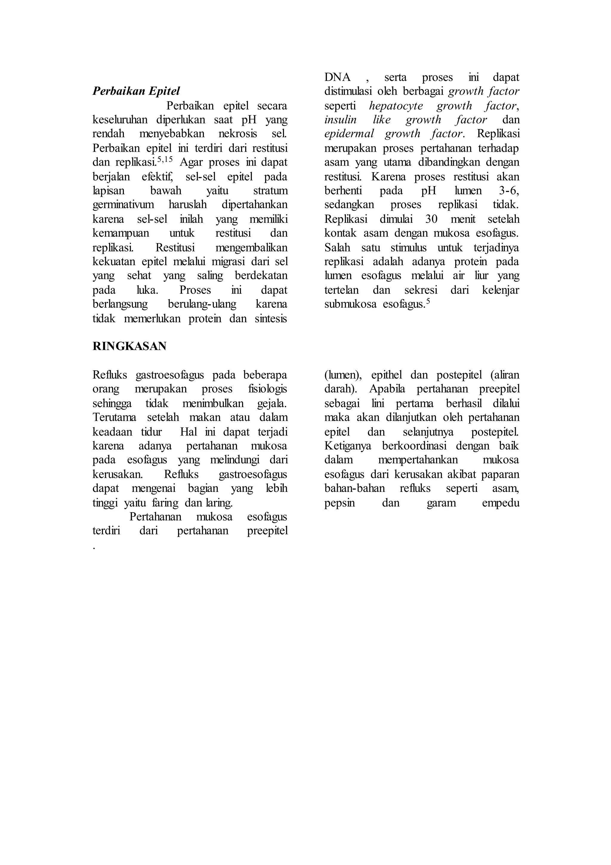 Mekanisme pertahanan mukosa esofagus jurnal tht kl | DOCX