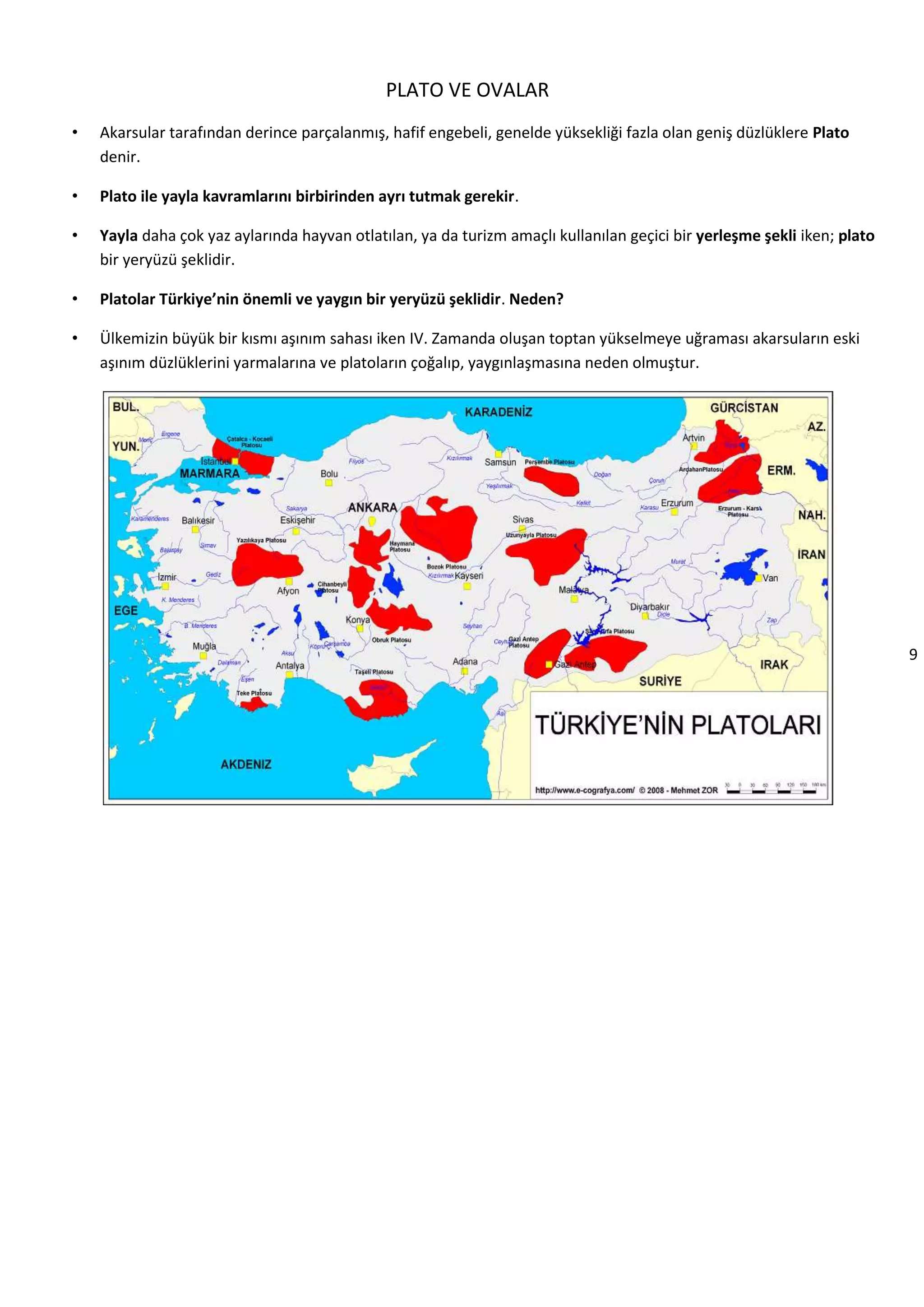 Türkiye'nin Yerşekilleri-Ders Notu | DOCX
