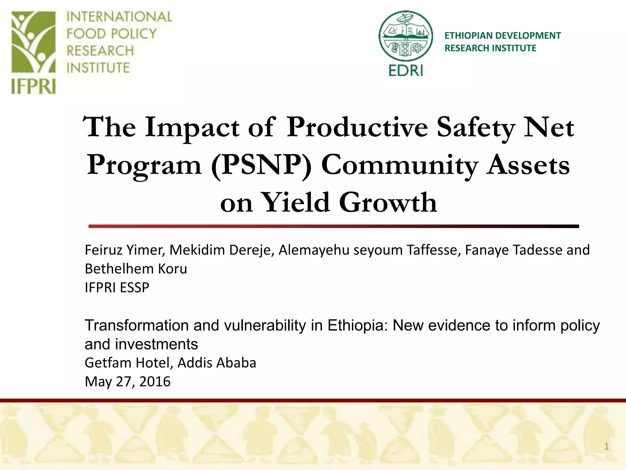 The Impact of Productive Safety Net Program (PSNP) Community Assets on ...