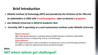 Mekelle Institute Of Technology[1].pptx. | PPT | Free Download