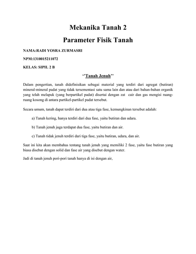 Tanah Jenuh | DOCX