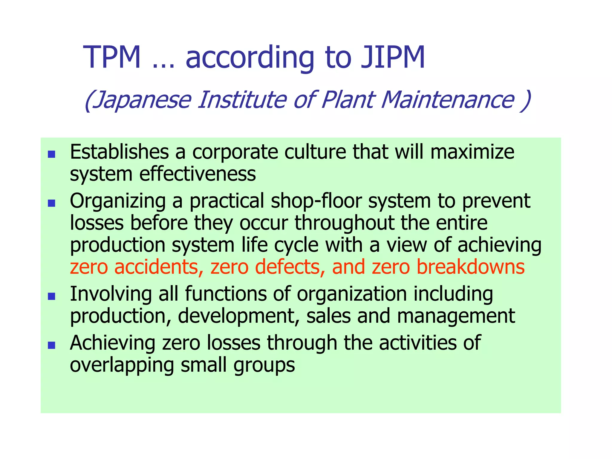Total Productive Maintenance (TPM) | PDF