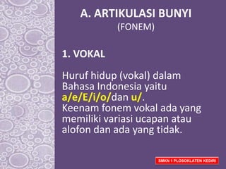 MATERI PELAJARAN BAHASA INDONESIA: MELAFALKAN KATA | PPSX