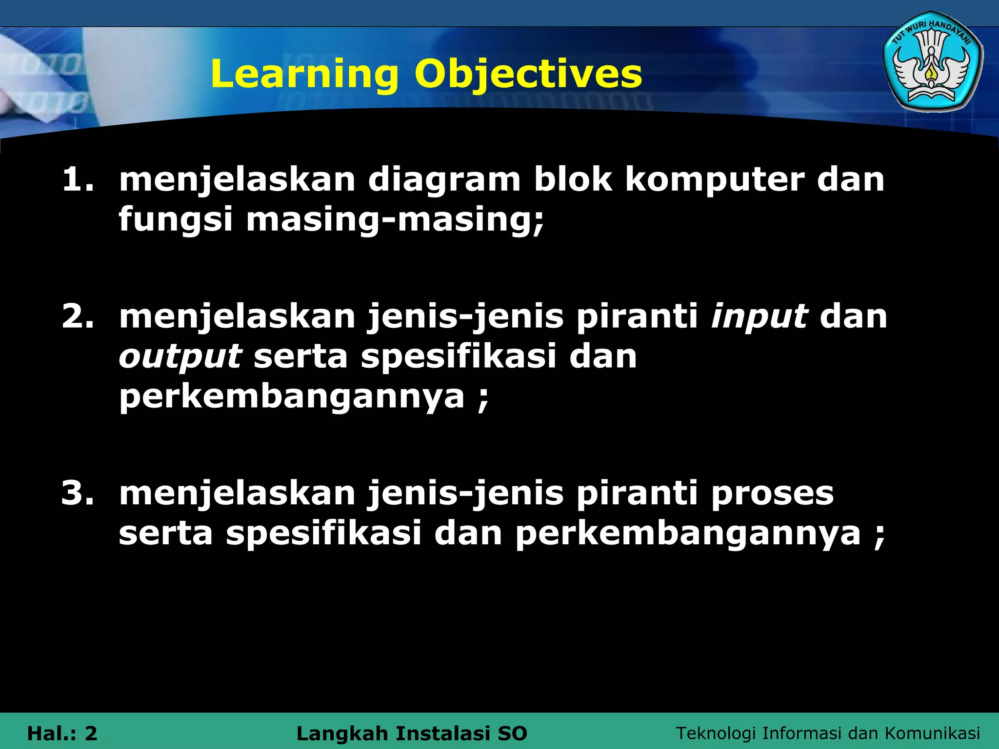 Melakukan instalasi sistem operasi dasar 1 ind | PPT