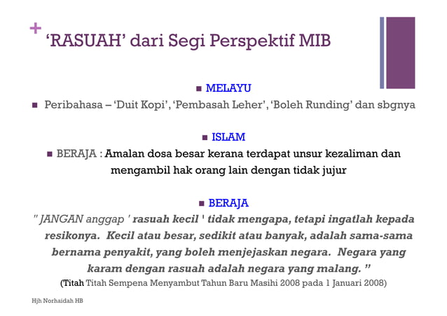 Melayu islam beraja rasuah | PPT