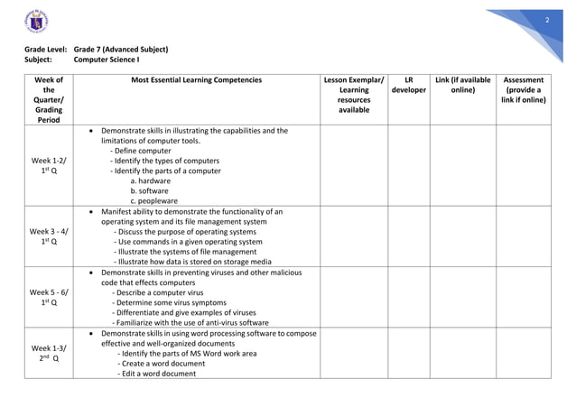 MELC-STE-Advance-Subjects-CompSci-1-2.pdf | Internet for Beginners | Internet