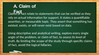 Reading and Writing/ Critical Reading, types of claims | PPT