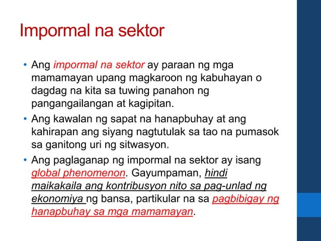 MELC_Aralin 22-Impormal na Sektor