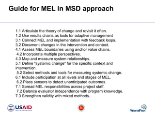 Monitoring, Evaluation and Learning challenges in market system ...