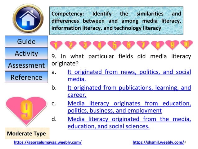 MELC MIL 2 PPT Identify the similarities and differences between and among media literacy ...