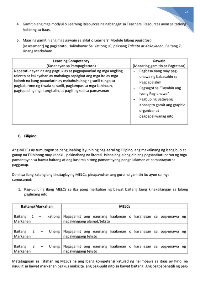 Melcs guidelines | PDF | Education industry | Industries
