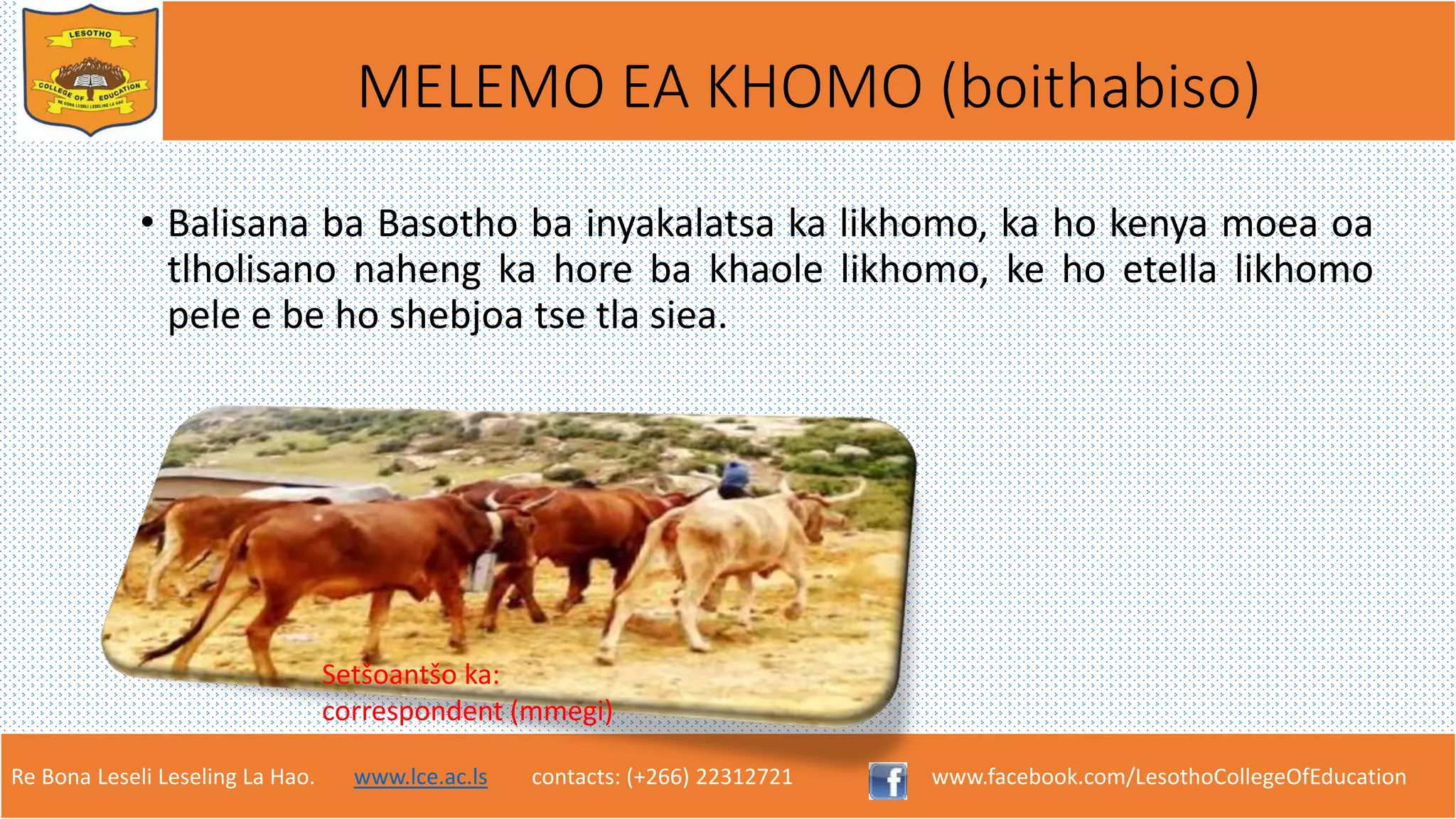 Melemo ea khomo | PPTX