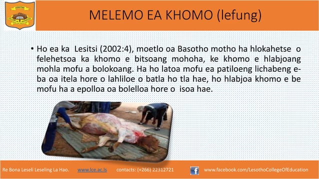 Melemo ea khomo | PPTX
