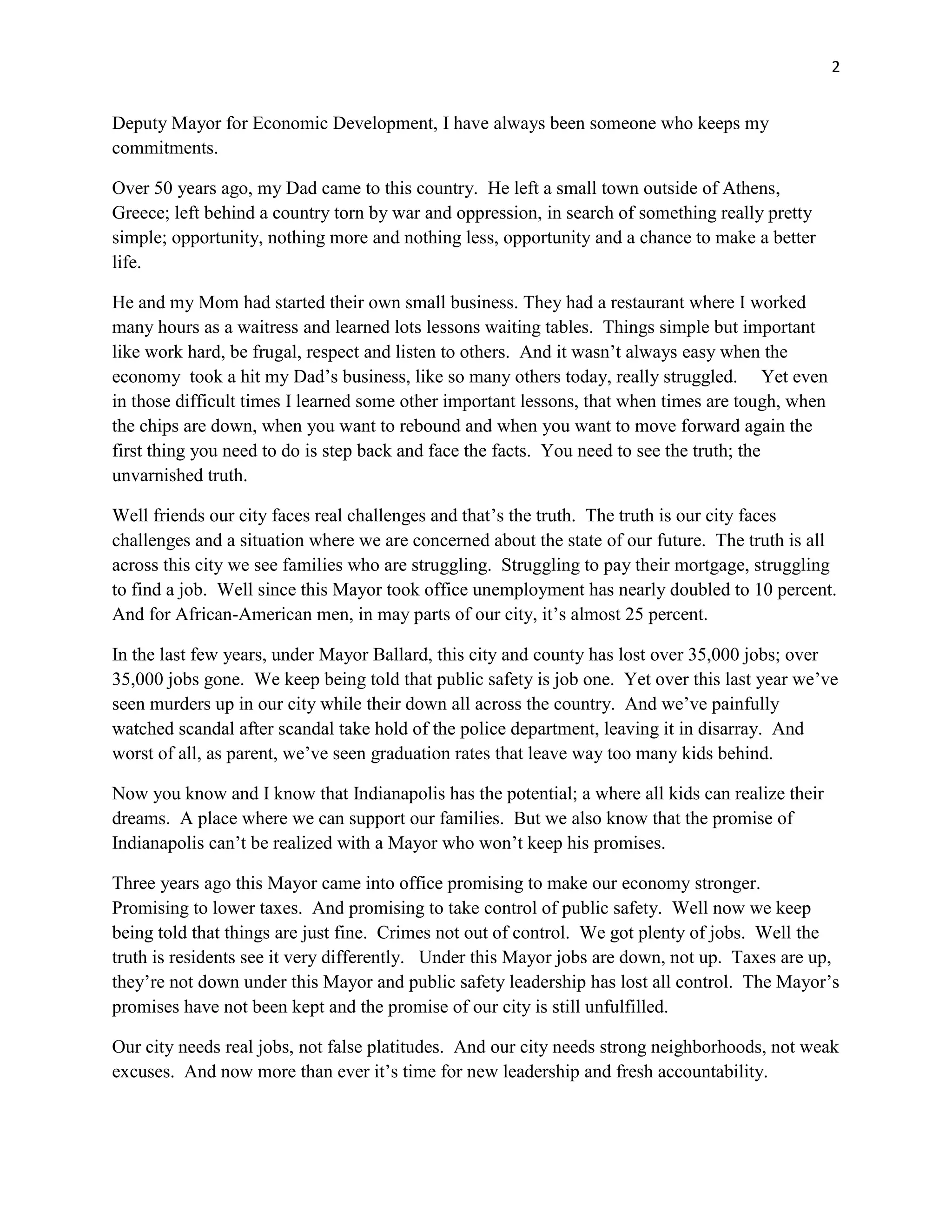 Melina's mayoral speech | PDF