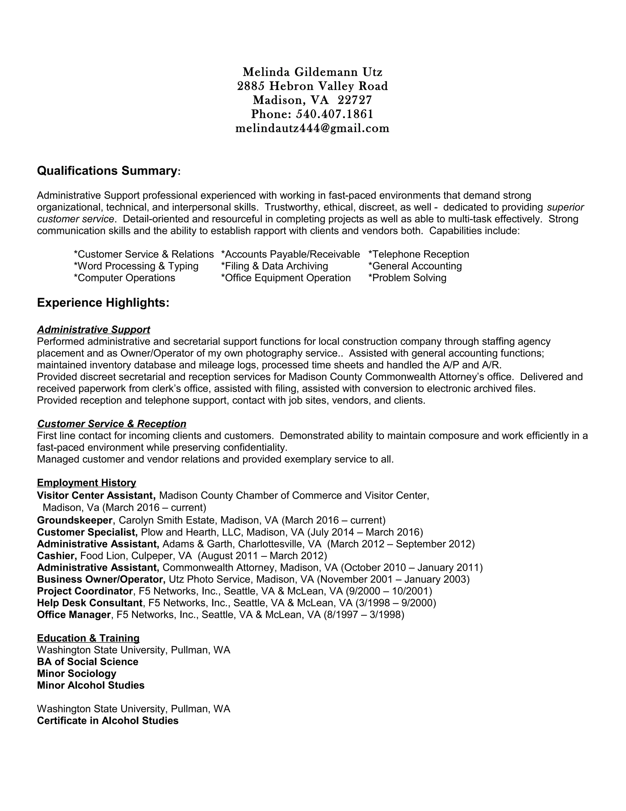 Melinda utz resume | PDF