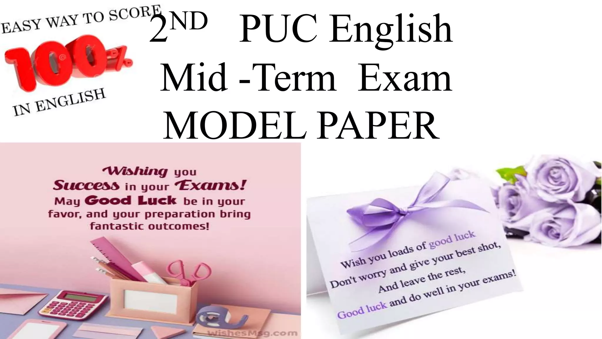 ENGLISH 2 PUC MODEL PAPER FOR MID-TERM EXAM | PPT
