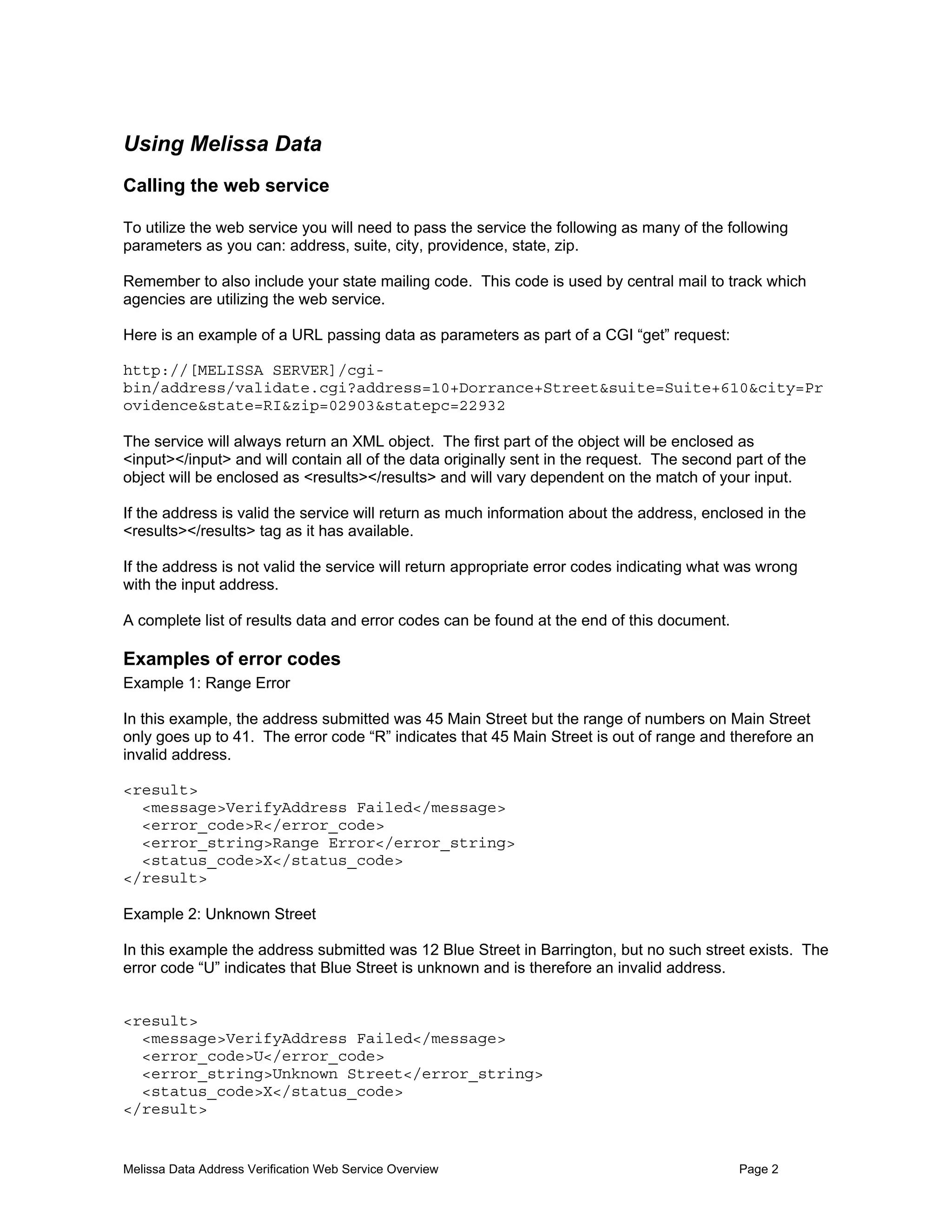 Melissa data overview | PDF