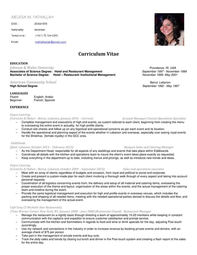 Melissa fathallah resume 2017 2018 | PDF