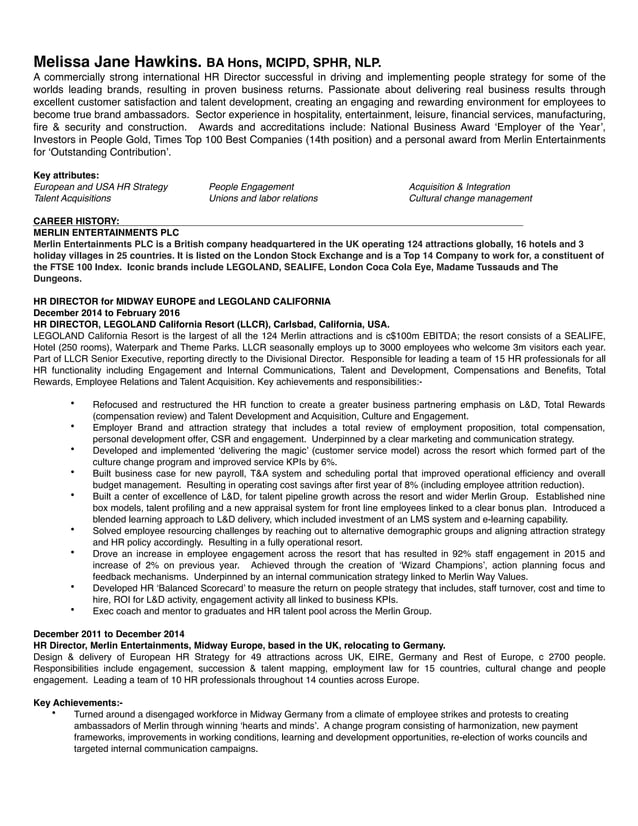 Resume - Melissa Jane Hawkins March 2016 | PDF | Human Resources | Business