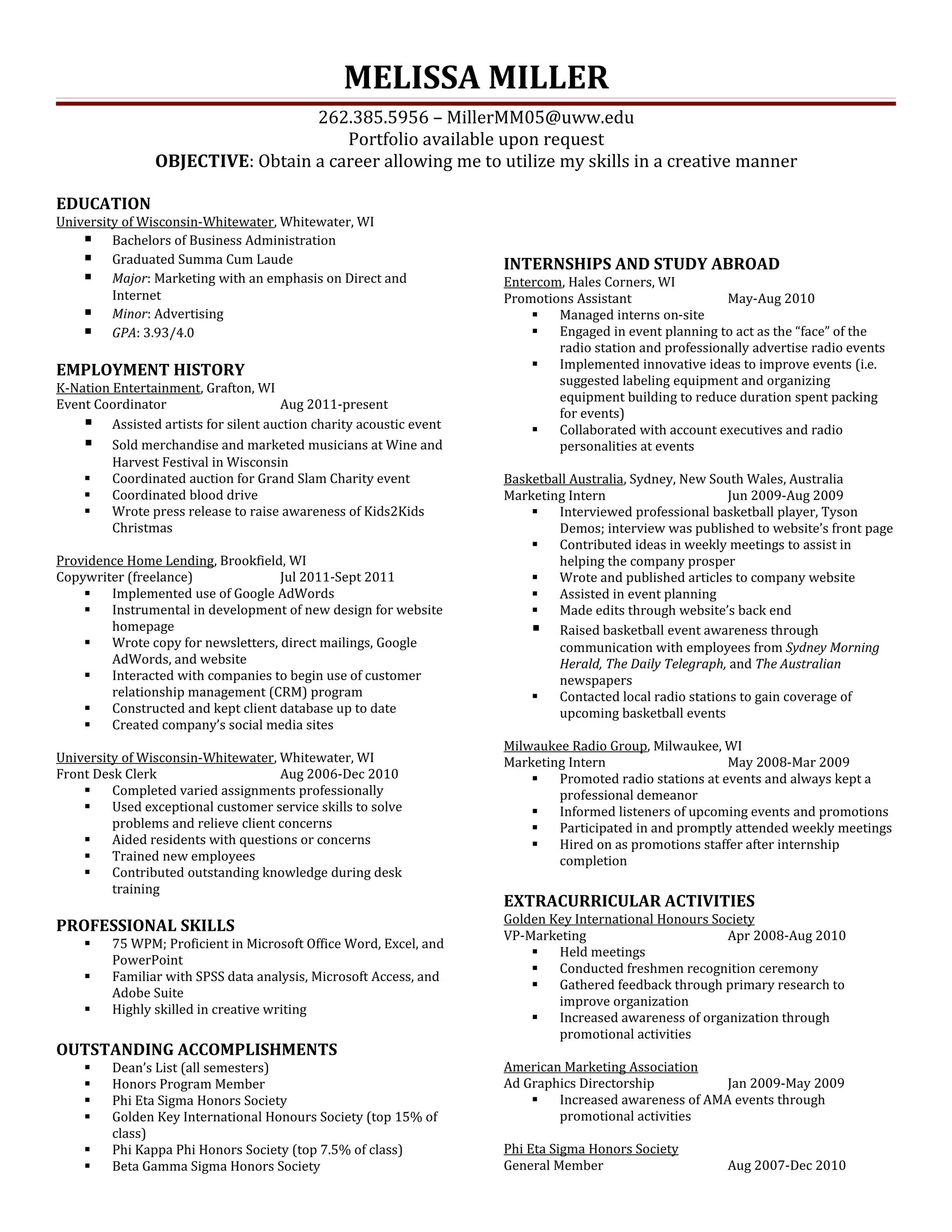 Melissa Miller Resume | DOC