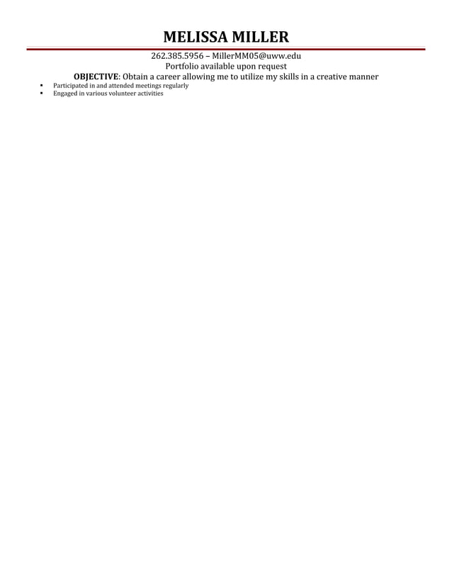 Melissa Miller Resume | DOC