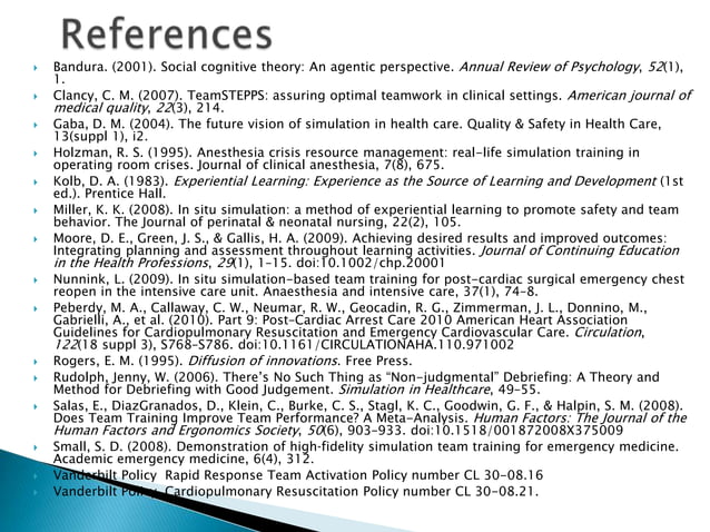 Program Evaluation of In-Situ Simulation Team Training | PPT