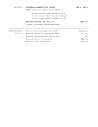 Melissa zaidan c.v. | PDF | Marketing and Advertising | Business