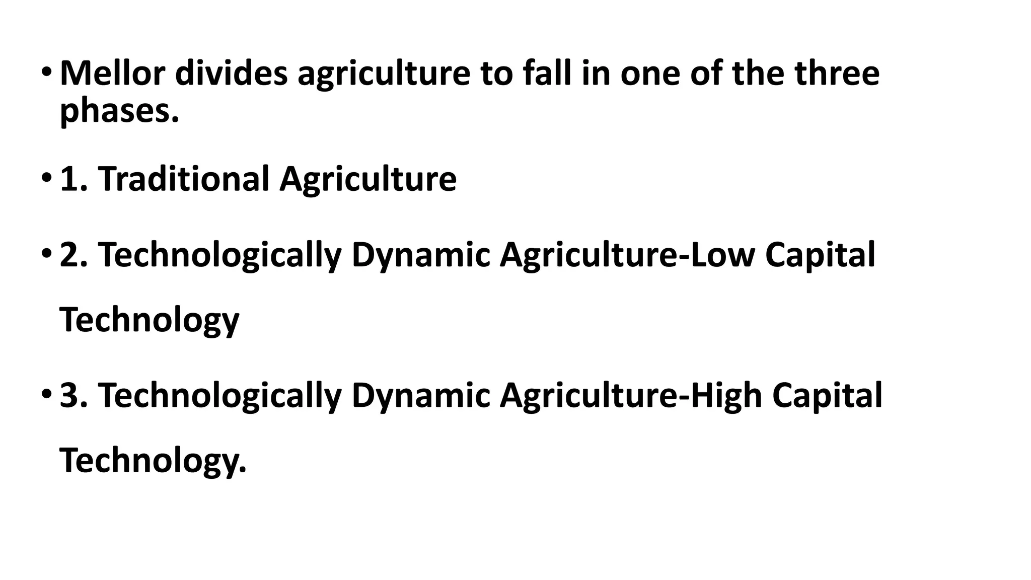 Mellor`s model of agriculture development | PPTX