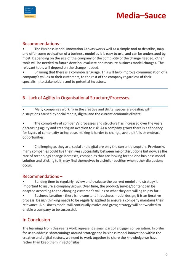 Business Models: Six recommendations to enable business model innovation in the Creative ...