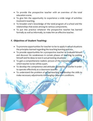 narrative entries for Practice Teaching | DOCX