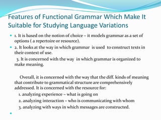 MELT 104 Functional Grammar | PPTX | Science