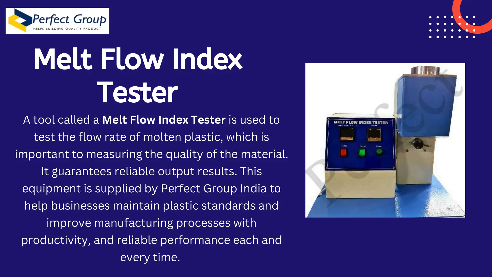 Melt Flow Index Tester from Perfect Group India | PDF