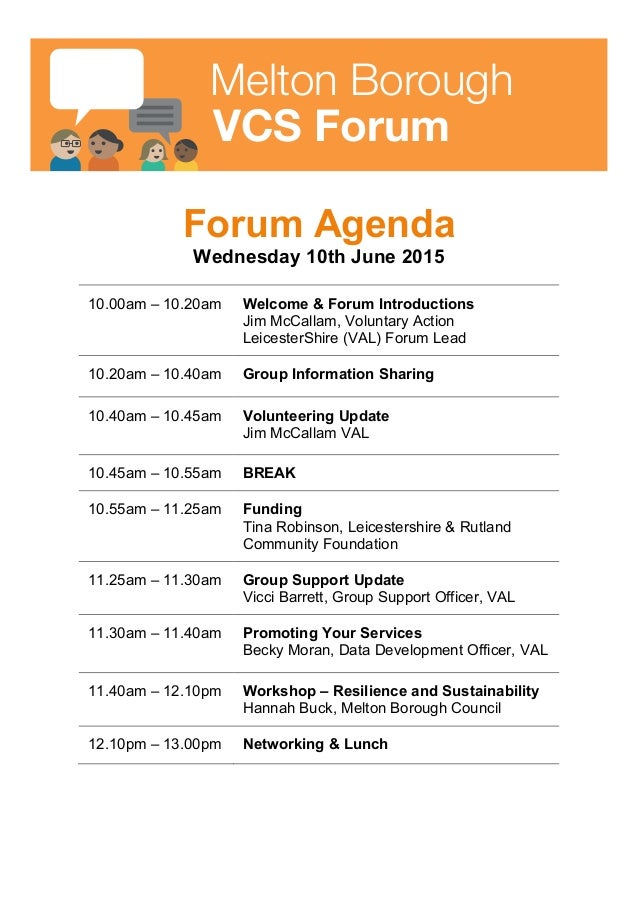 Melton forum agenda