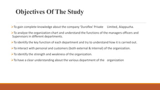 Melvin t mathew organiations study at duroflex pvt ltd | PPTX