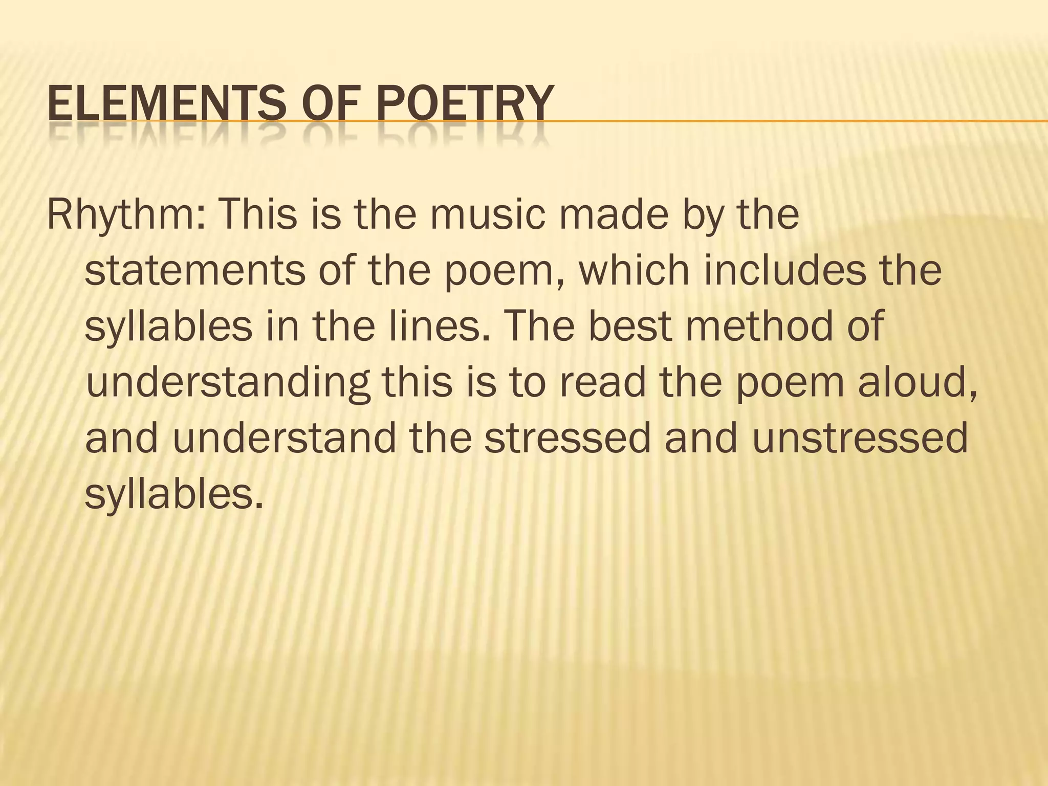 Basic Elements of Poetry | PPTX