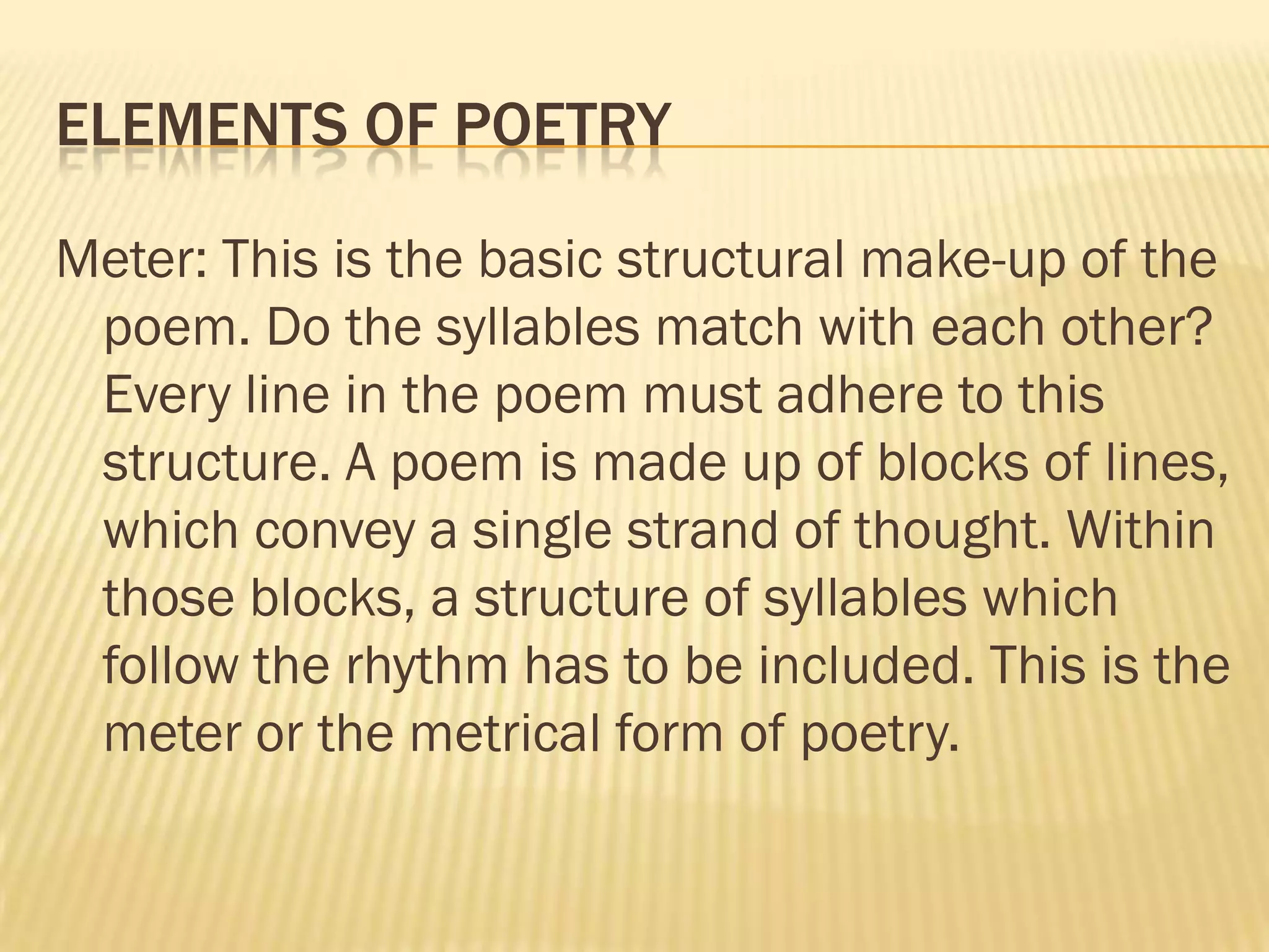 Basic Elements of Poetry | PPTX