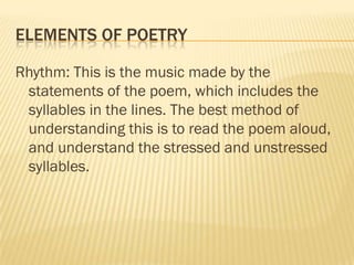 Basic Elements of Poetry | PPTX